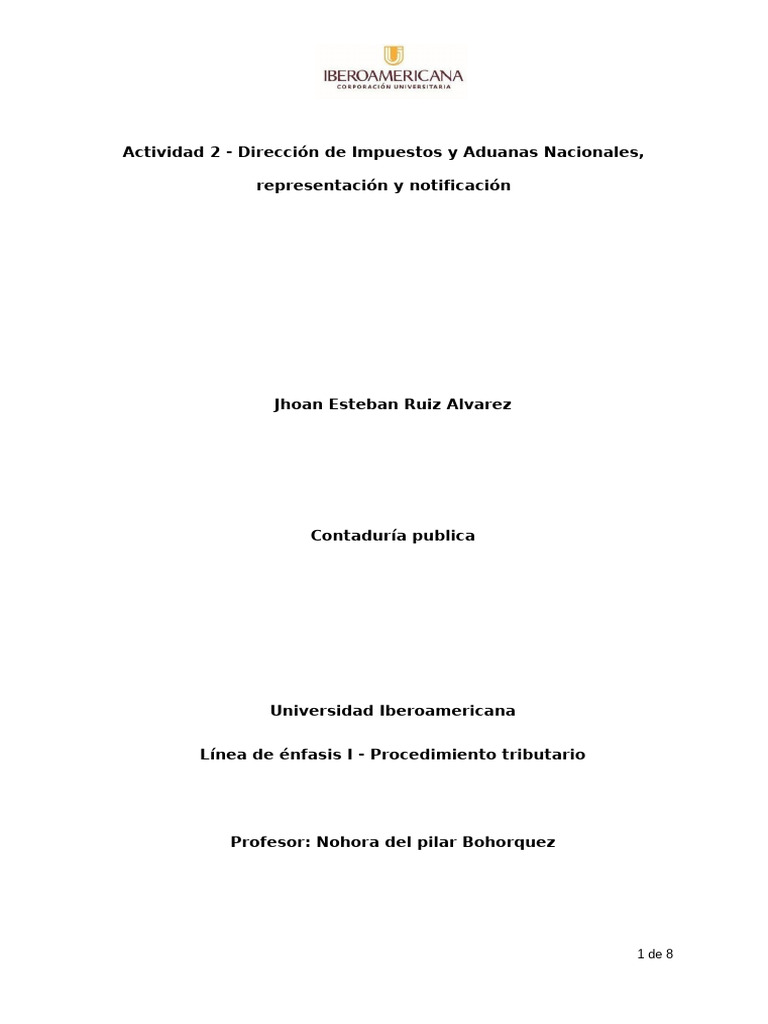 Actividad 2 - Linea de Enfasis I - Procedimiento Tributario | PDF | Impuestos