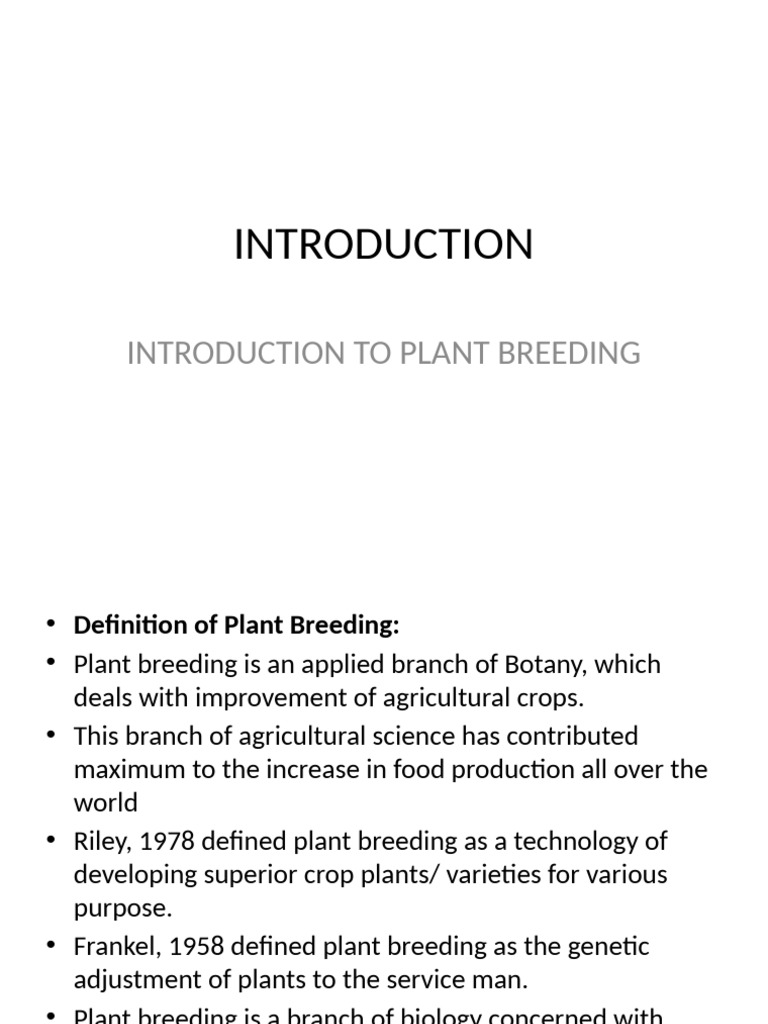 Ia. INTRODUCTION TO PLANT BREEDING | PDF | Plant Breeding | Wheat
