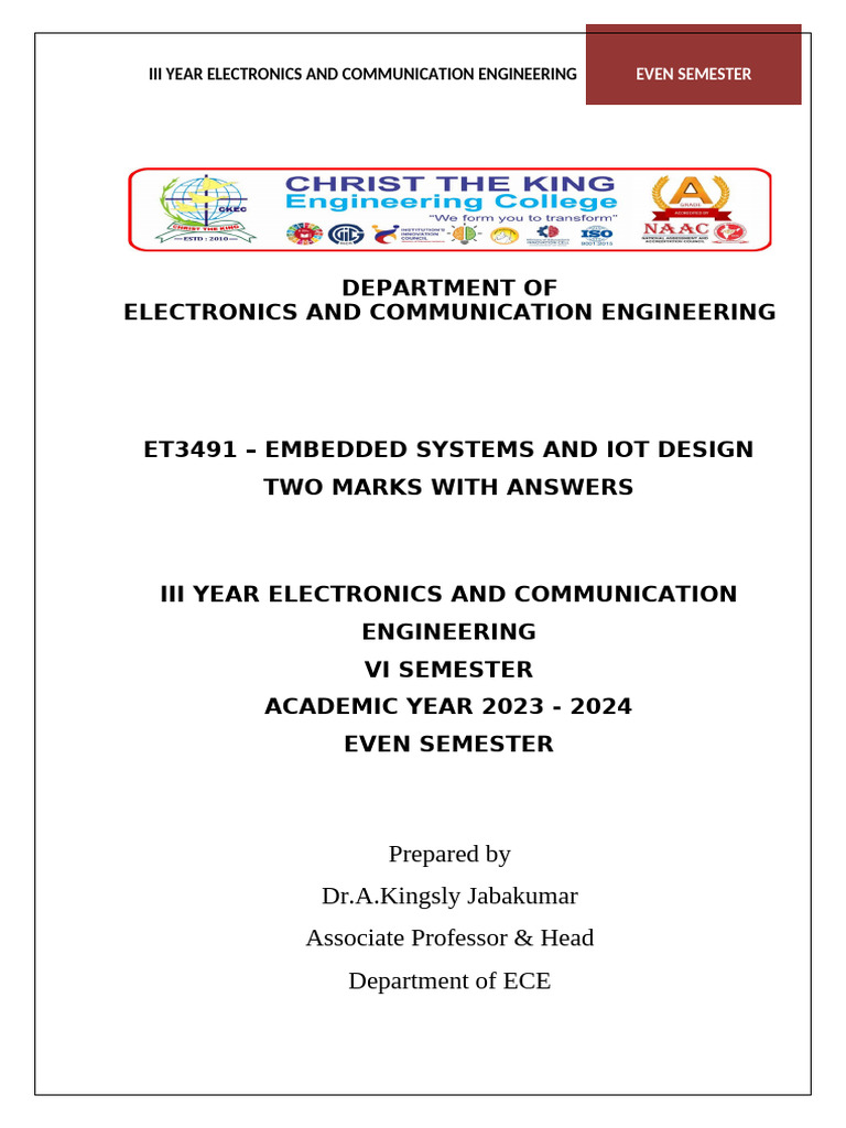 15.Two marks with answers | PDF | Central Processing Unit | Embedded System