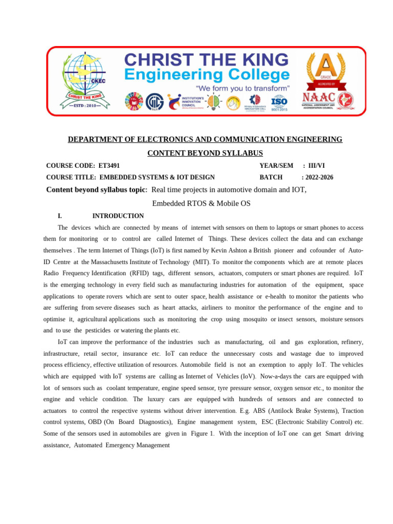 13.content Beyond Syllabus | PDF | Internet Of Things | Transport