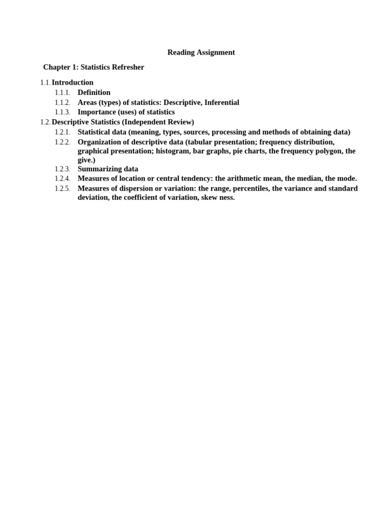 Chapter 1 Statistics Refresher | PDF