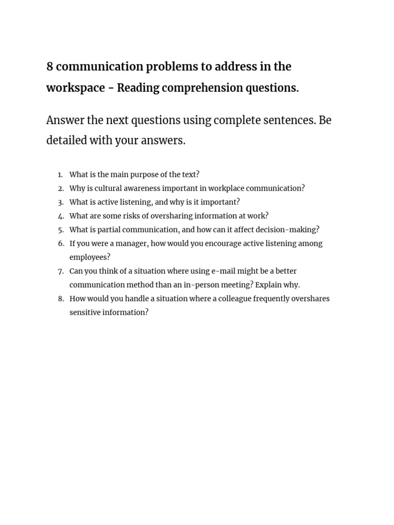 8 Communication Problems To Address in The Workspace - Reading ...