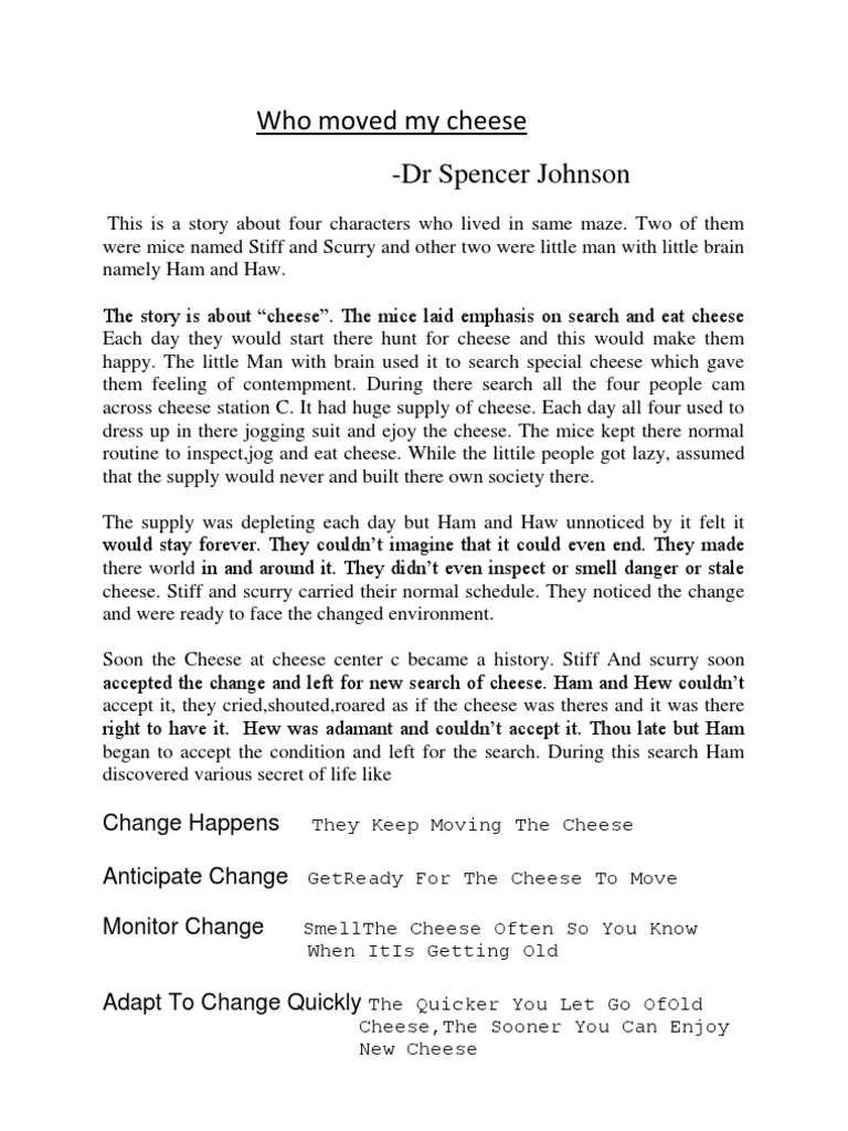 Who Moved My Cheese Summary | PDF