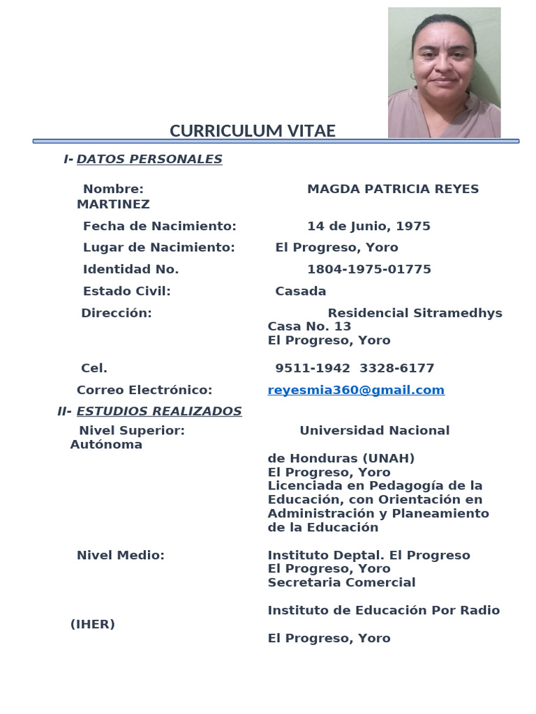 Curriculum Paty Reyes | PDF
