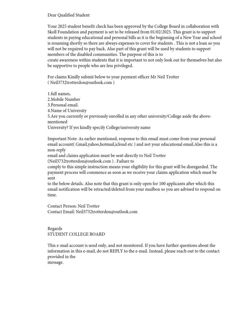 Approved 2025 Grant Payment | PDF