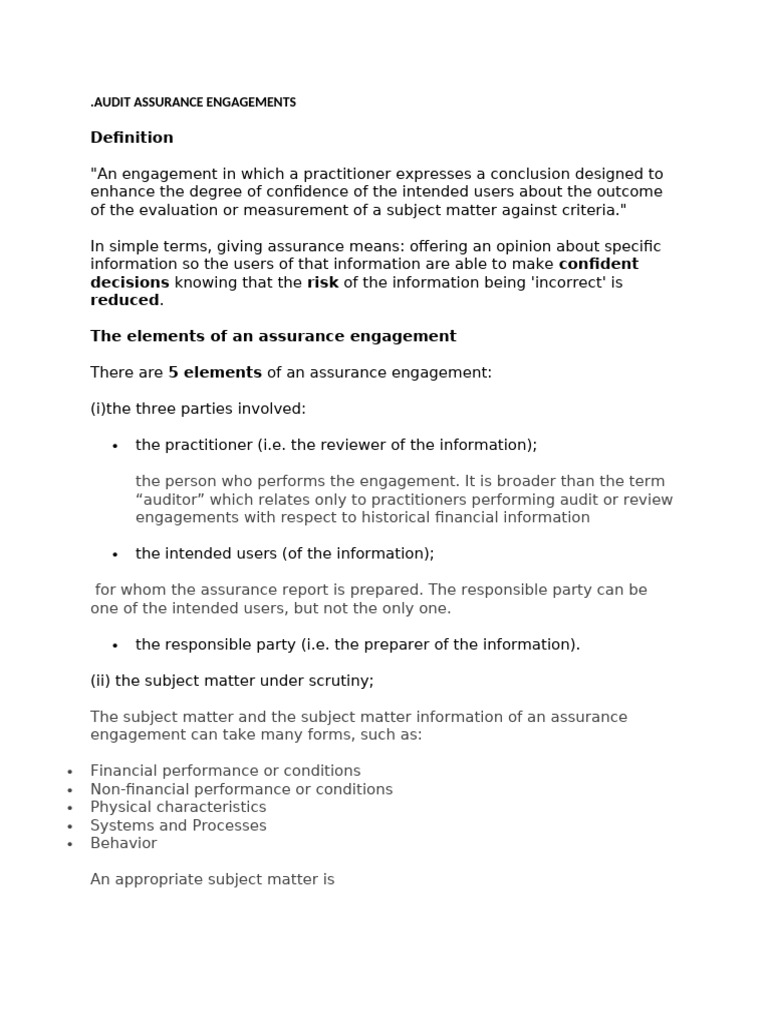 Assurance Engagements (1) - 1 | PDF | Audit | Business