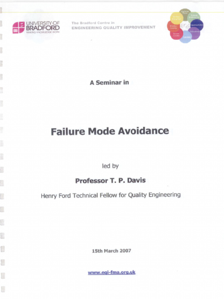 Failure Mode Avoidance Fma_univ. Bradford | PDF