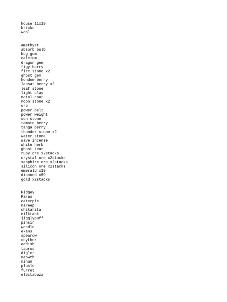 Pixelmon Item and Pokémon List | PDF