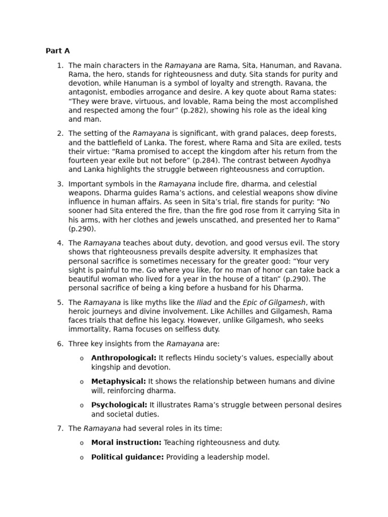 Essential Questions 2 Ramayana | PDF | Rama | Sita