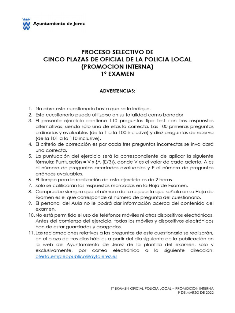 Cuestionario 1o Examen Oficial 3 | PDF | Robo | Castigos