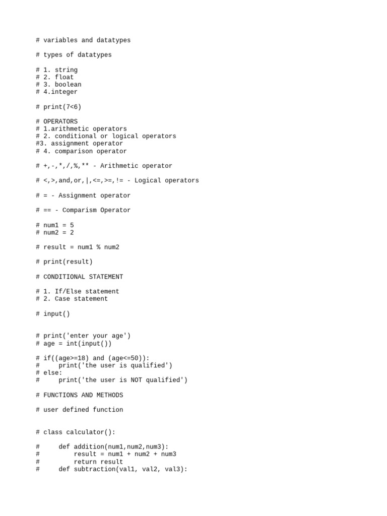 Variables Datatypes Functions | PDF