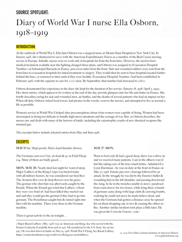 Diary of WWI Nurse Ella Osborn | PDF | Hospital