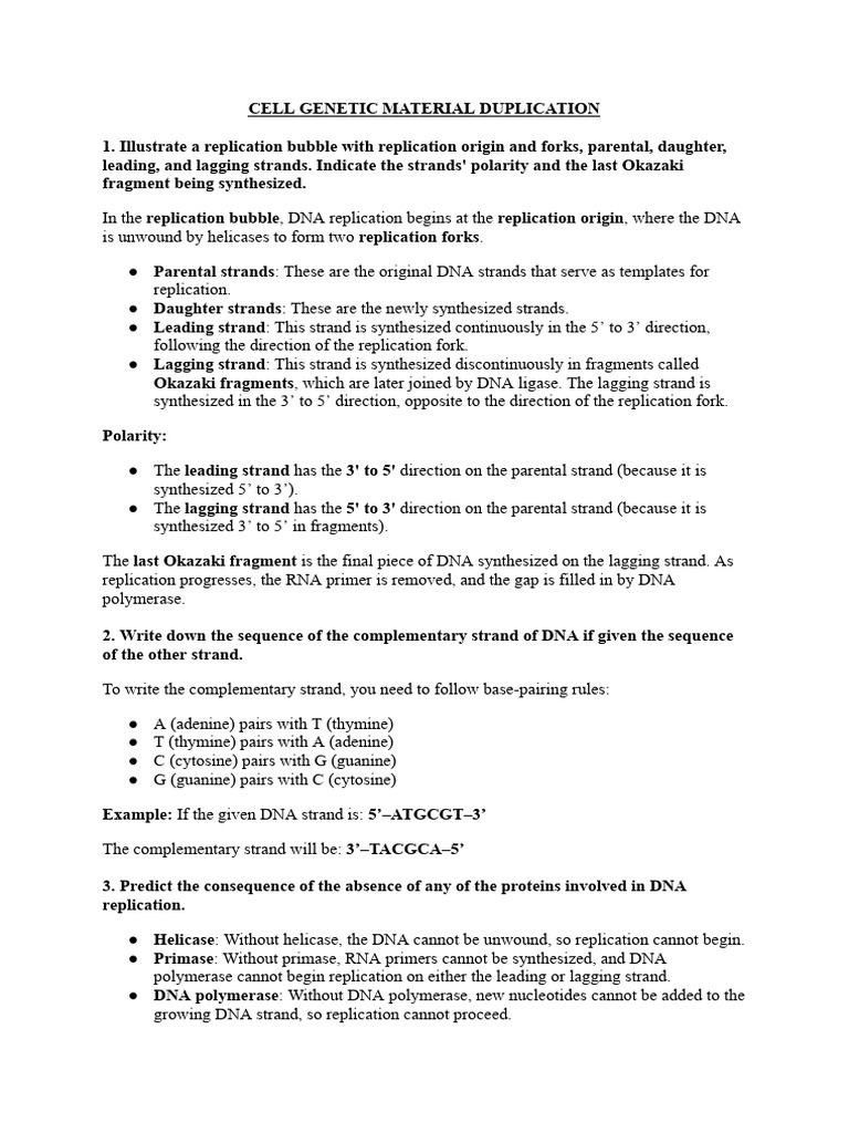 Cell Genetic Material Duplication | PDF | Dna Replication | Primer ...