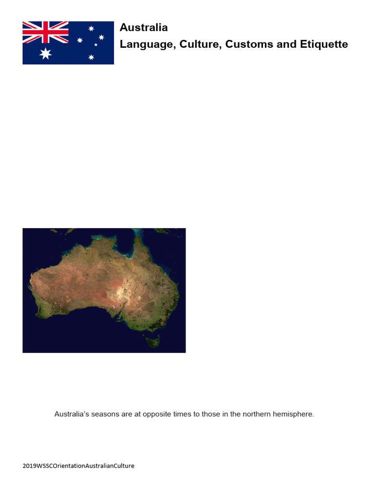 Orientation Australian Culture | PDF | Australia | Australians