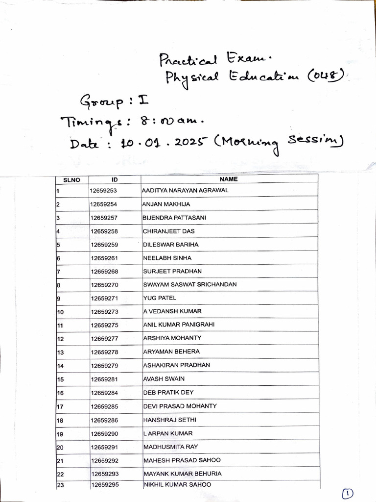 Physical Education Pratical Exam 2025, Group-1 | PDF