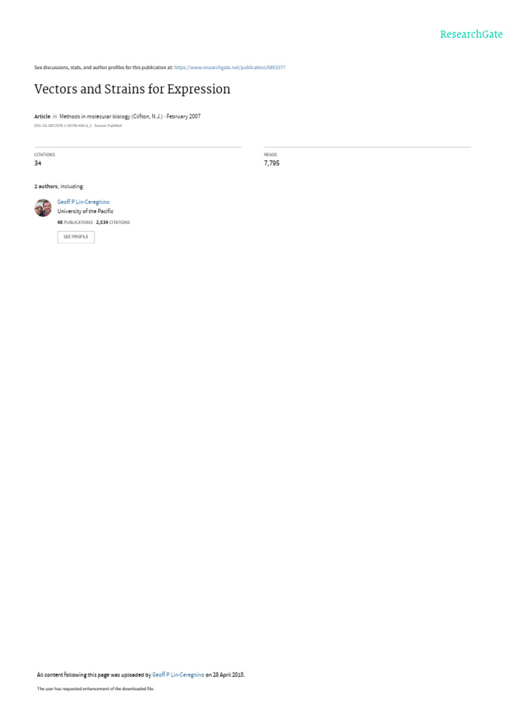 Vectorsand Strains Pichia Protocols 2007 JLCGPLC | PDF | Vector (Molecular Biology) | Gene ...