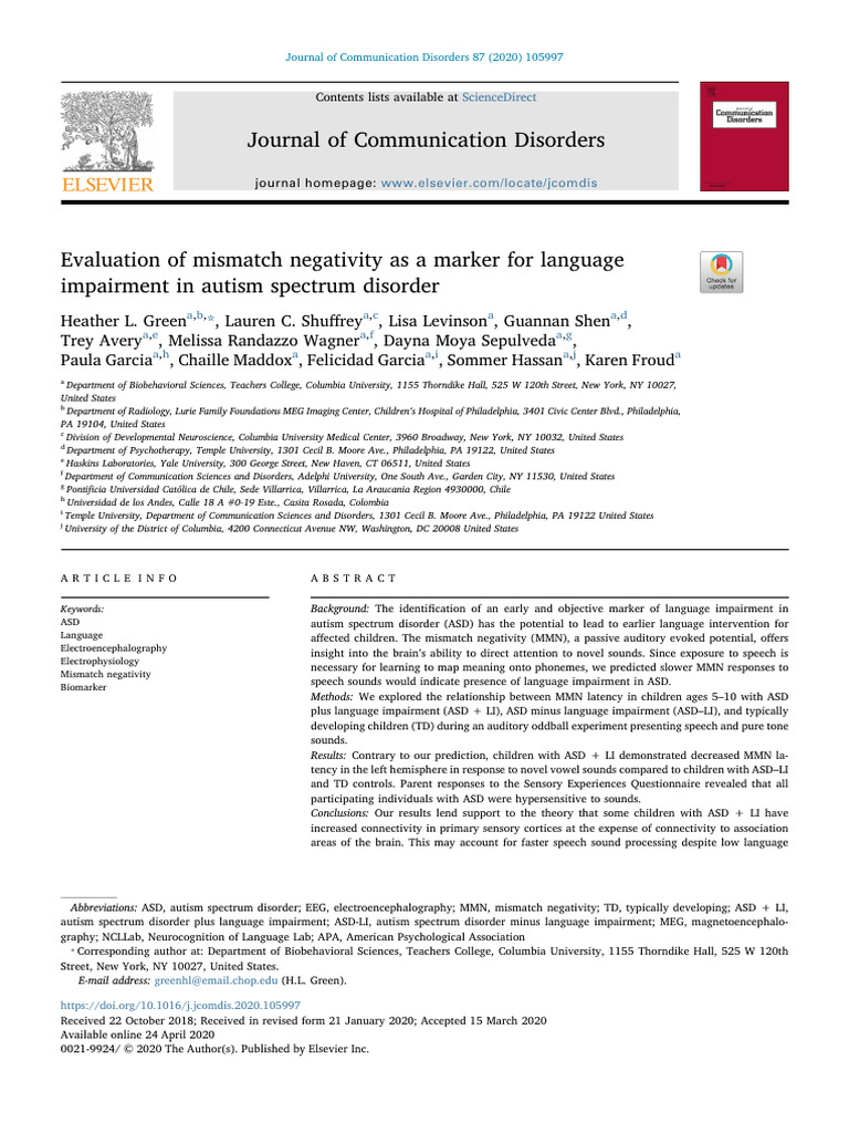 Evaluation of Mismatch Negativity As A Marker For Language | PDF ...