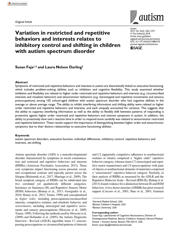 Variation in Restricted and Repetitive Behaviors and Interests Relates ...