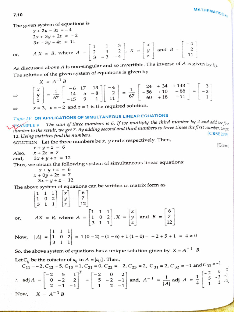 Solution of Simultaneous L. E (Matrix Method) | PDF | Functions And ...