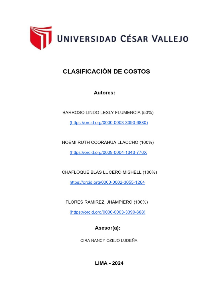 Clasificación de Costos | PDF | Costo | Contabilidad de costos