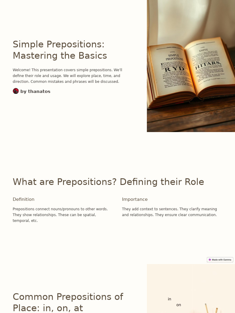 Simple Prepositions Mastering The Basics | PDF | Linguistic Typology | Language Mechanics