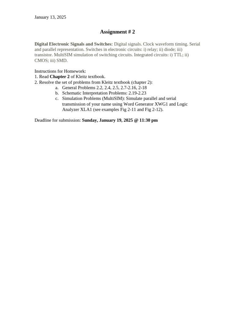 Digital Signals and Switches Assignment | PDF
