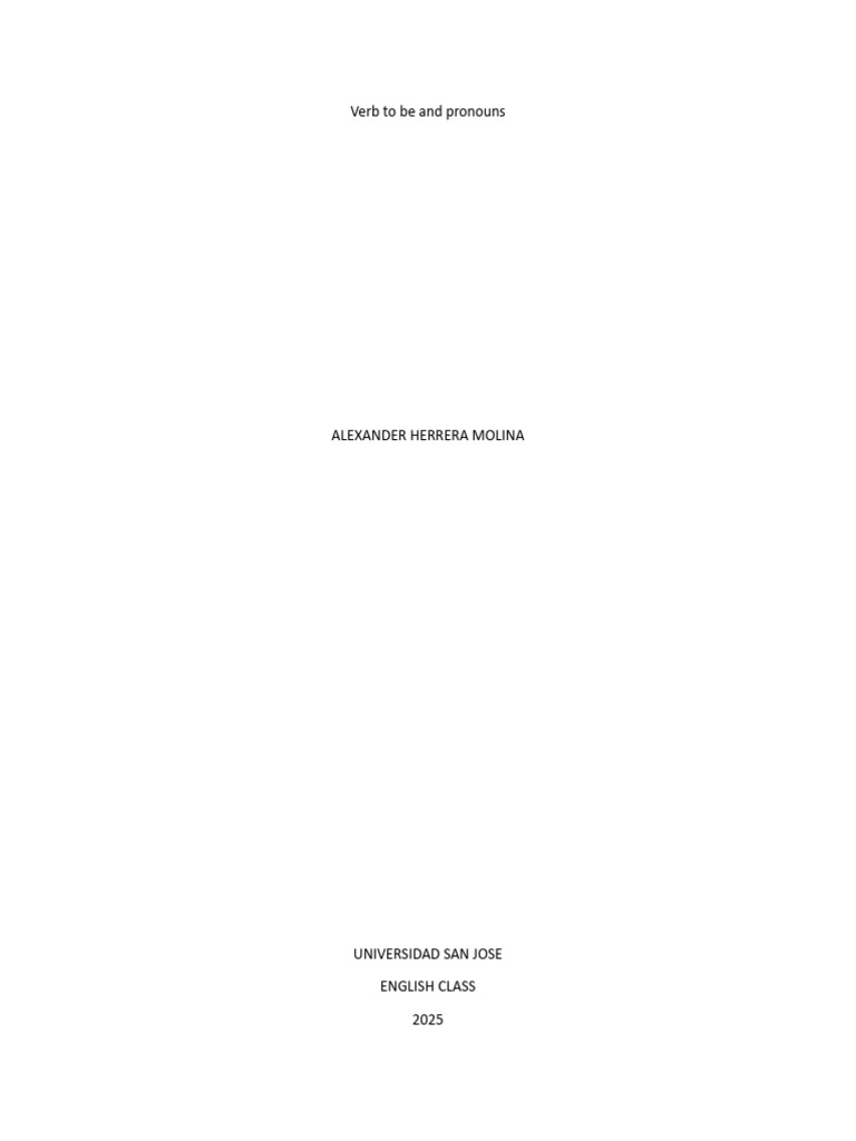Verb To Be and Pronouns | PDF