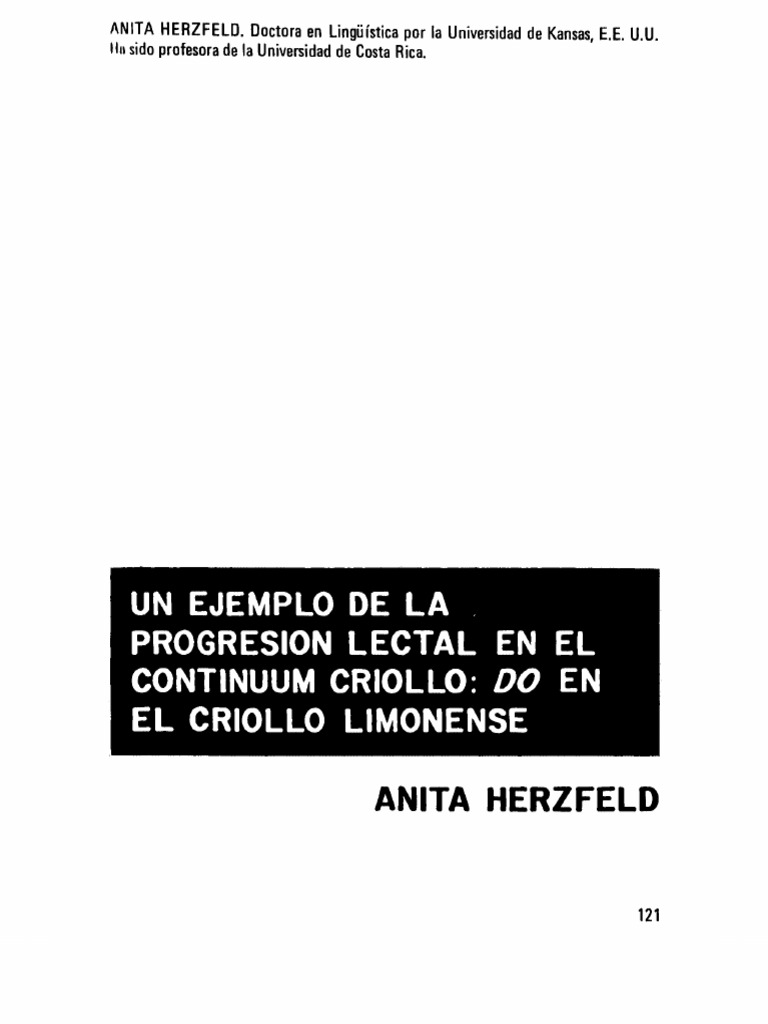 Un Ejemplo de La Progresion Lectal en El Continuum Criollo: El Criollo ...