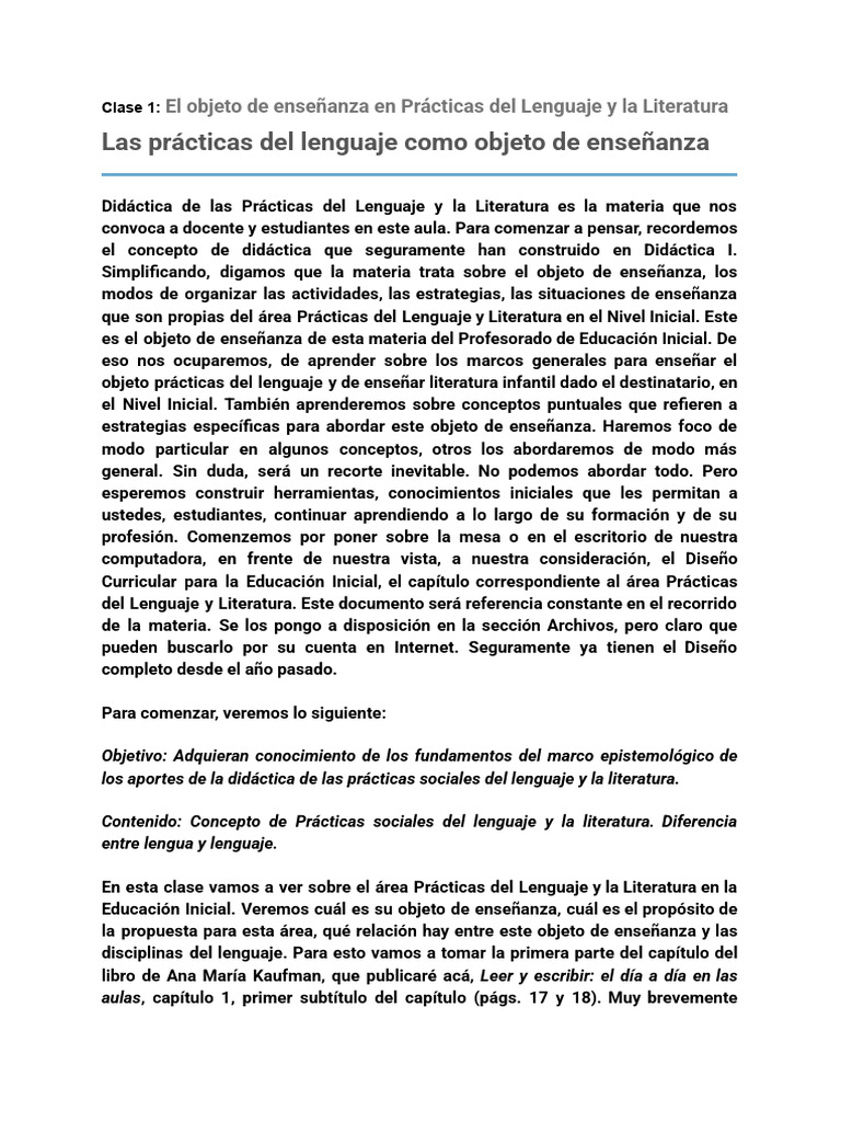 DIDACTICA Prácticas del Lenguaje y la Literatura | PDF | Literatura ...