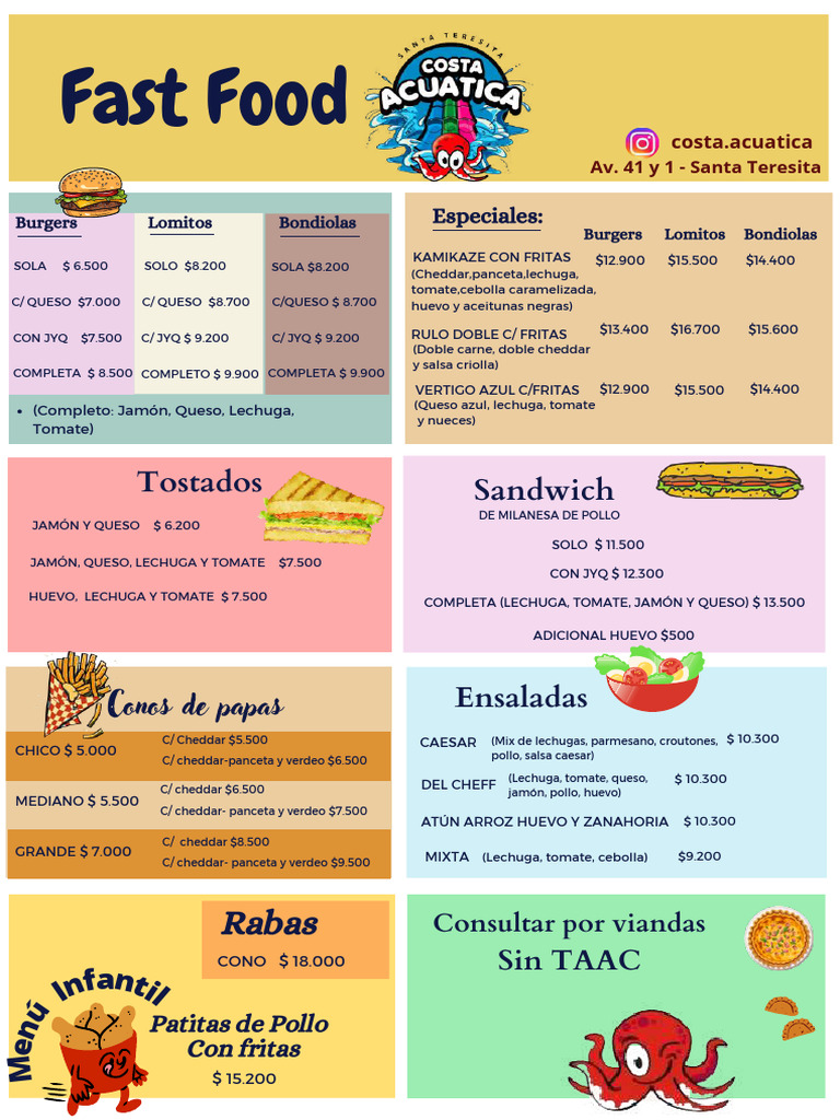 Menú Costa_compressed | PDF | Alimentos | Cocina