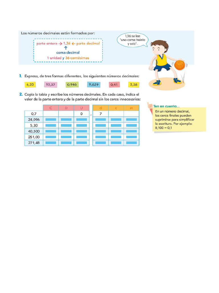Actividades Con Decimales | PDF