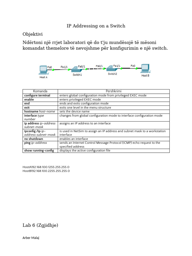 Configuring IP Addresses on Switches | PDF