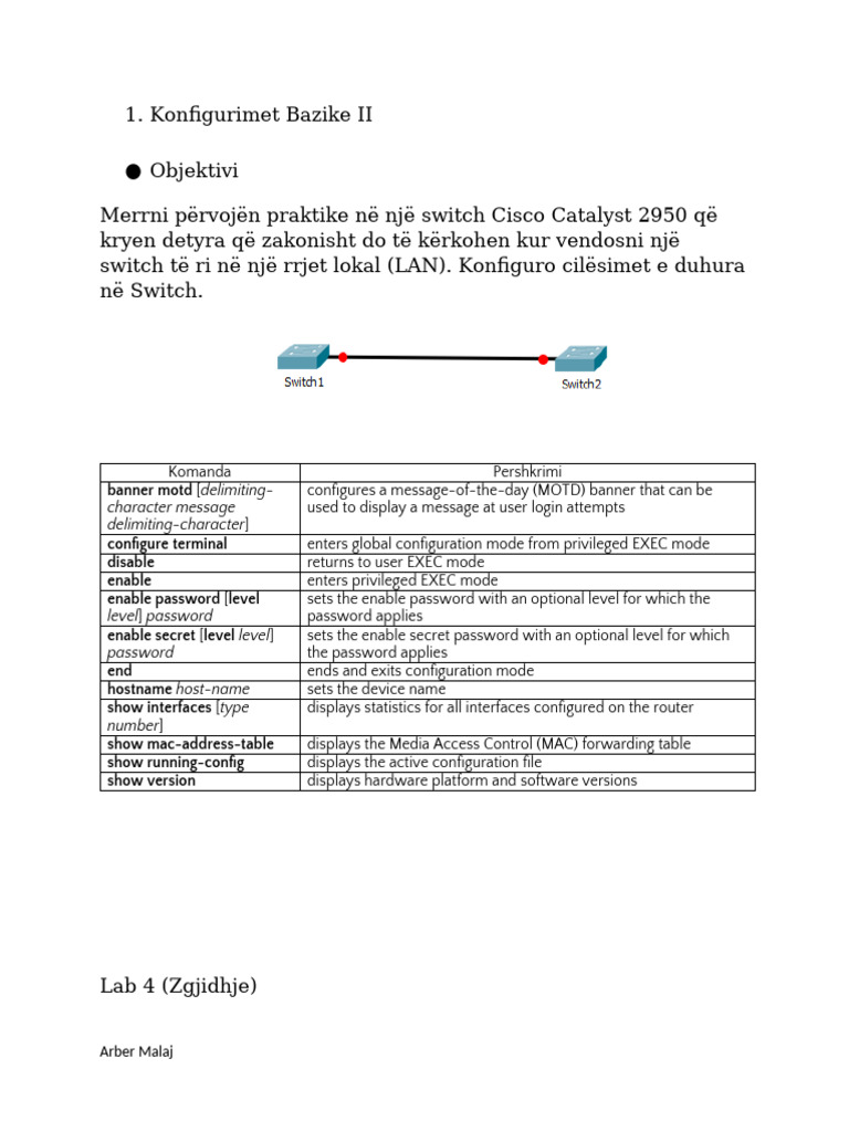 Cisco Switch Configuration Guide | PDF