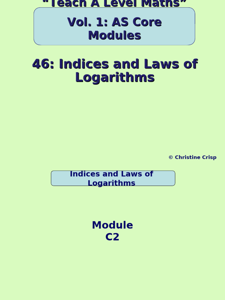 46 Indices and Laws of Logarithms | PDF | Logarithm | Applied Mathematics