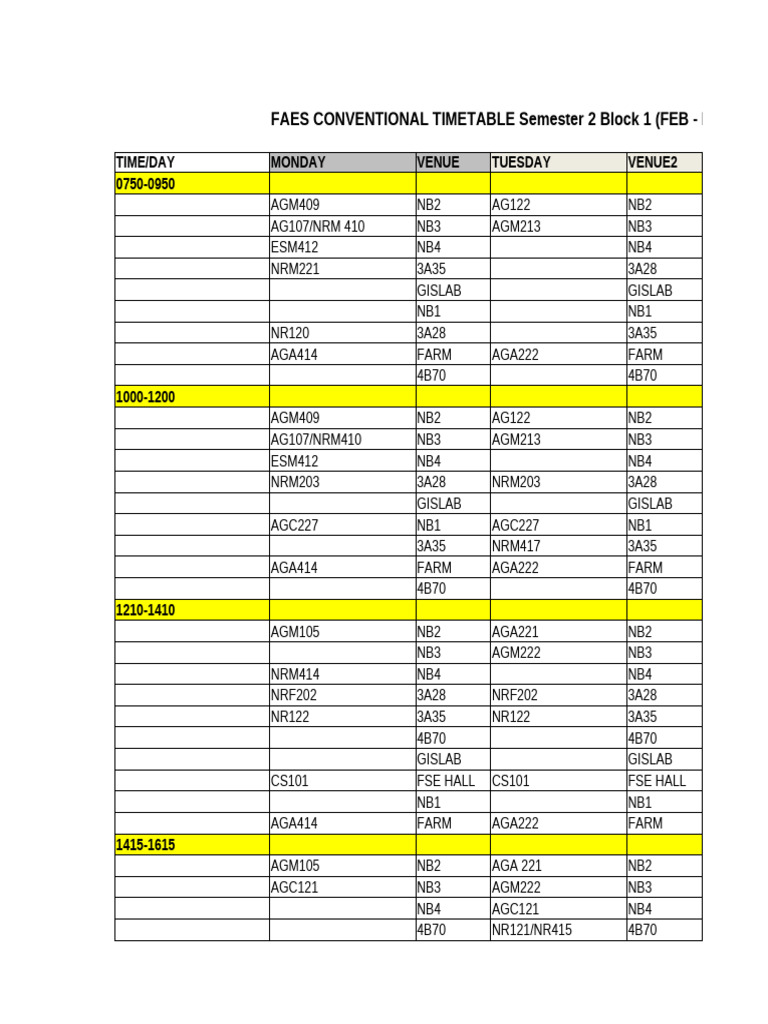 FAES Timetable Conventional - Feb 2025 Final | PDF