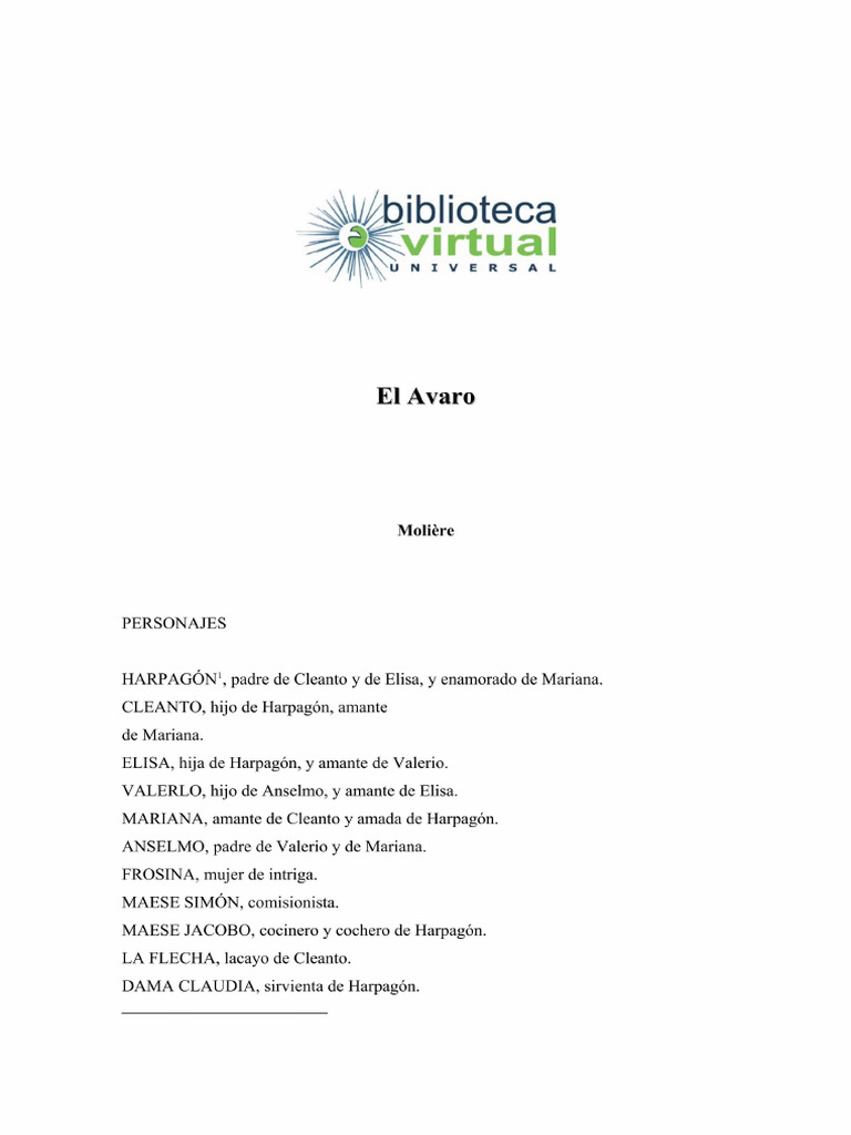 El Avaro - Molière | PDF