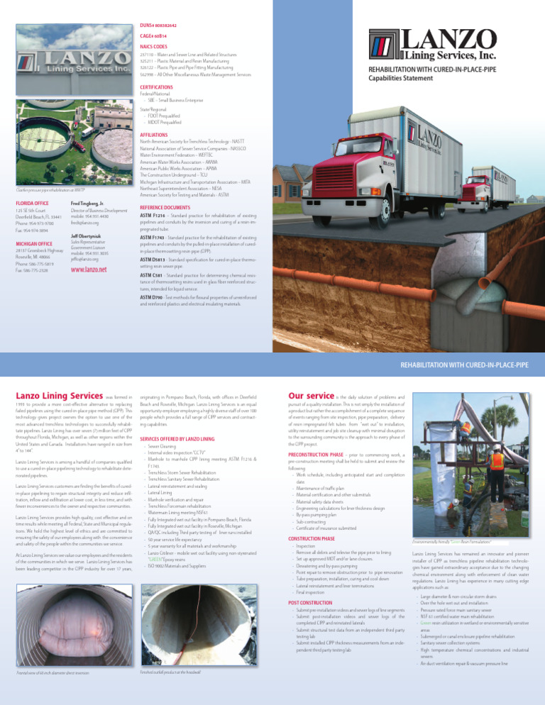 CIPP Pipeline Rehabilitation Services | PDF | Sanitary Sewer ...