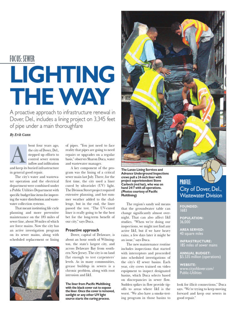 Dover's Innovative Sewer Lining Project | PDF | Sanitary Sewer ...