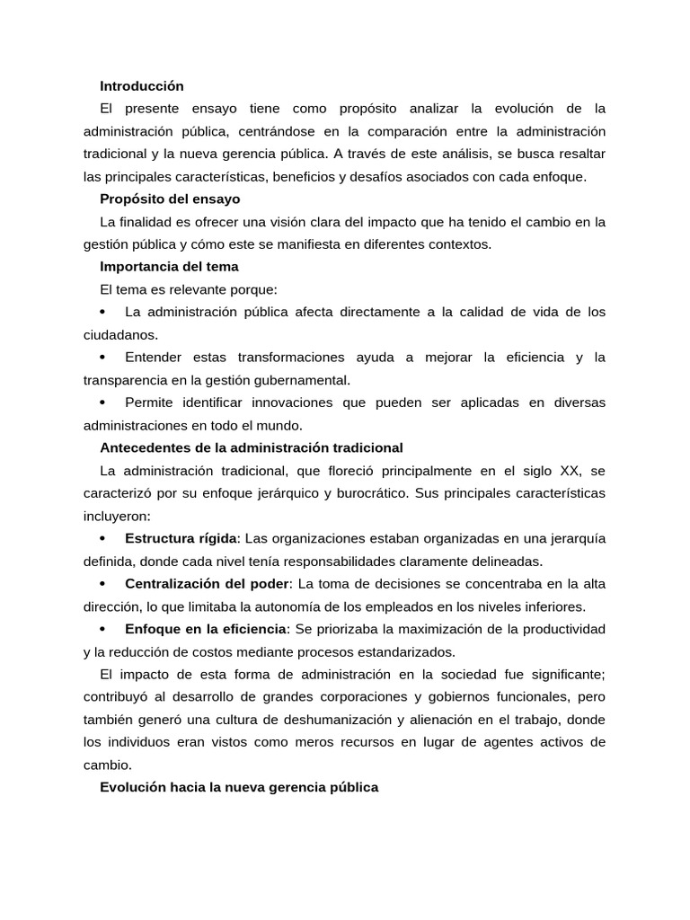 Comparativa: Administración Tradicional vs NGP | PDF | Burocracia ...