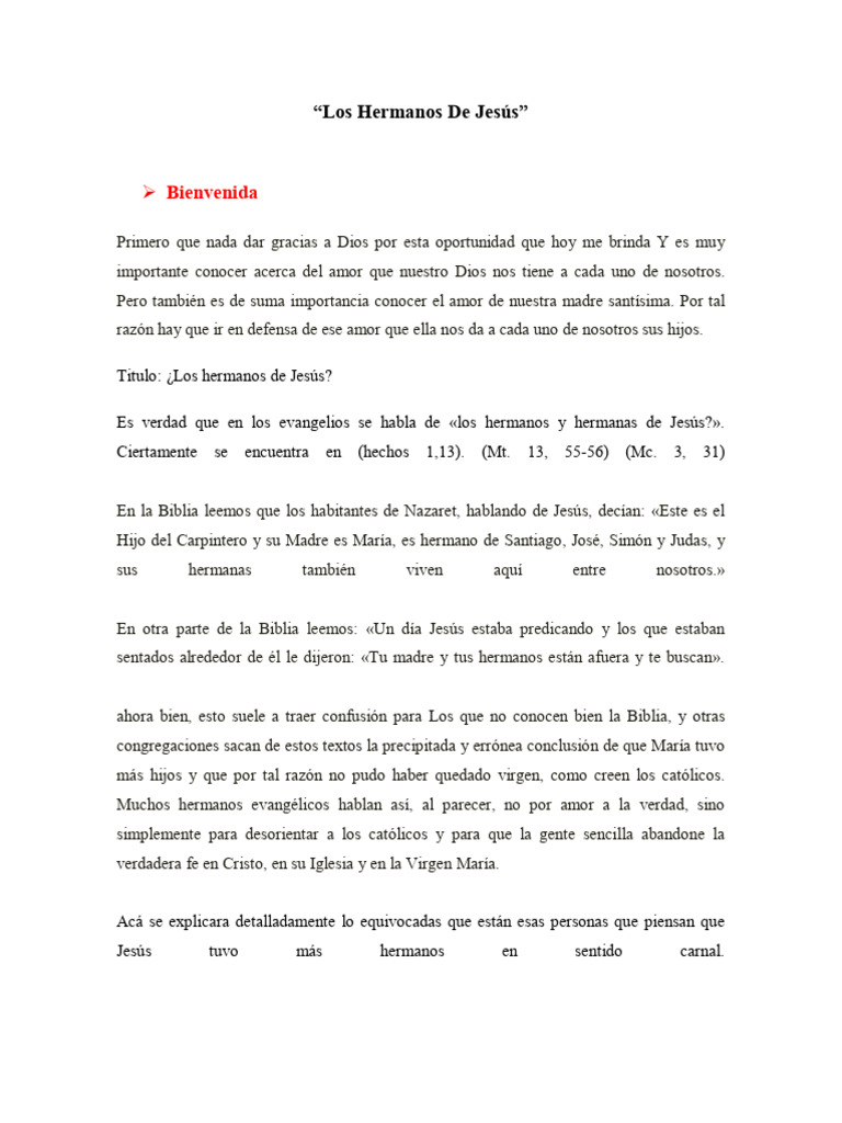 Hermanos de Jesús: Orígenes y Significado | PDF | Jesús | María, madre ...