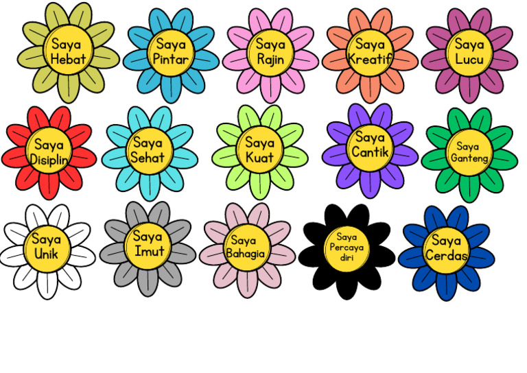 Flower Positive Affirmations Flashcards in Colorful Illustrative Style ...