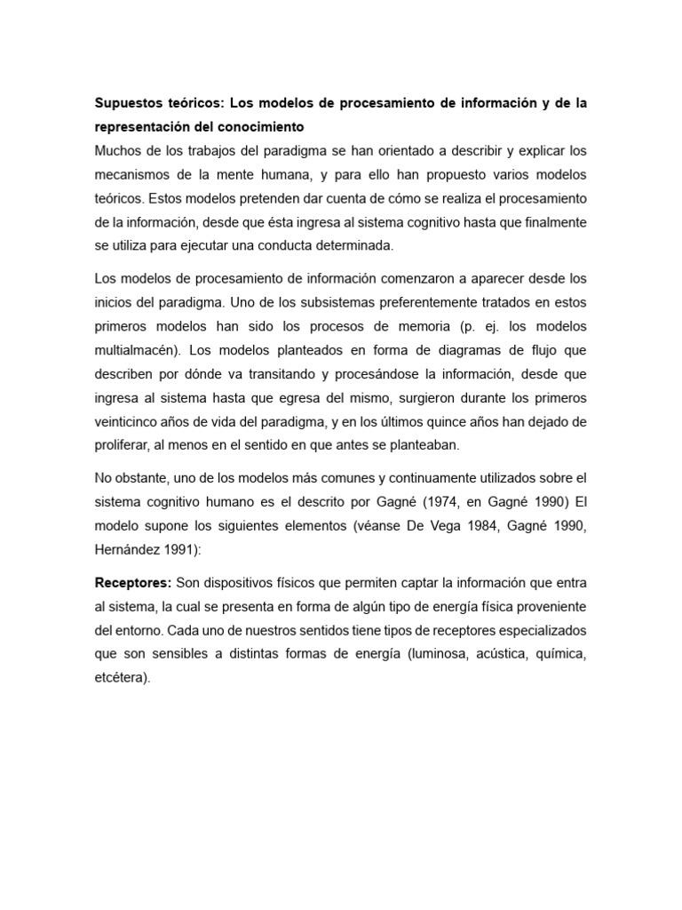 Supuestos Teóricos: Los Modelos de Procesamiento de Información y de La ...