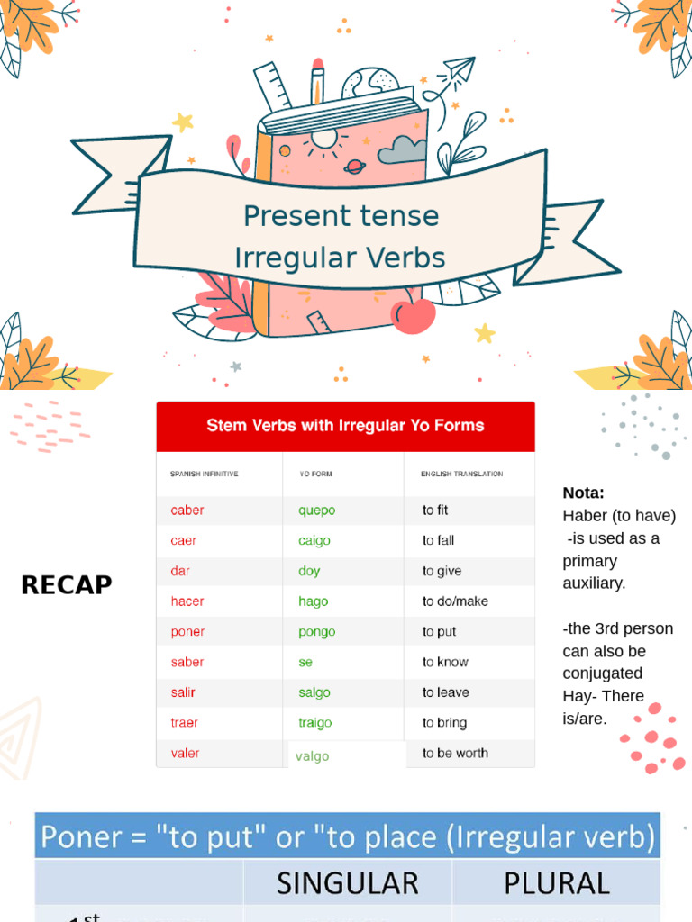 Present Tense Irregular Verbs | PDF