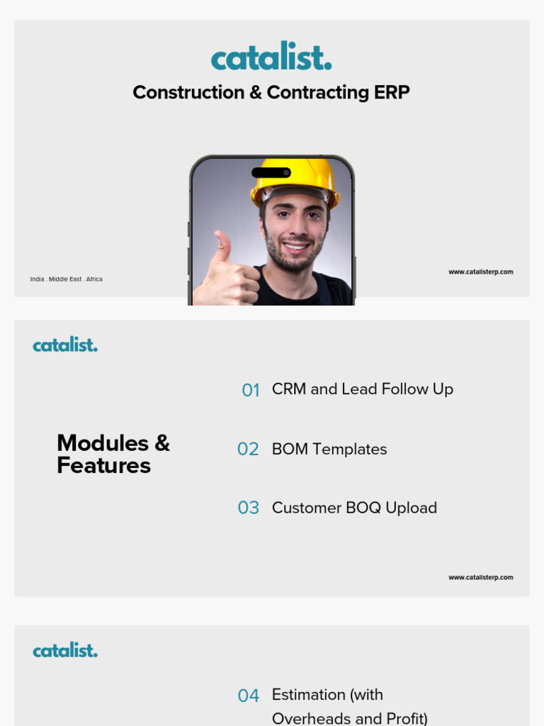 Catalist Construction & Contracting ERP Major Features & Modules | PDF ...