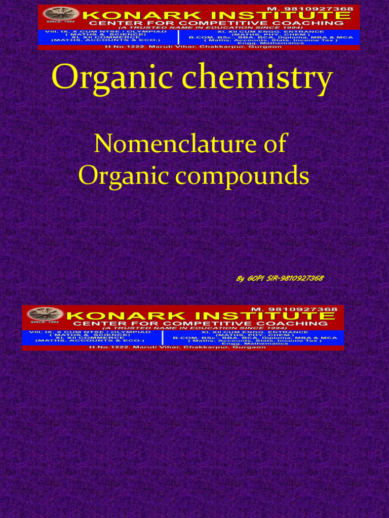Organic Compounds Nomenclature Guide | PDF | Functional Group | Molecules