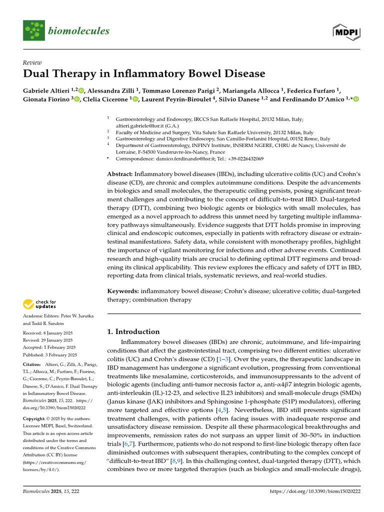 Dual therapy of IBD | PDF | Inflammatory Bowel Disease | Ulcerative Colitis