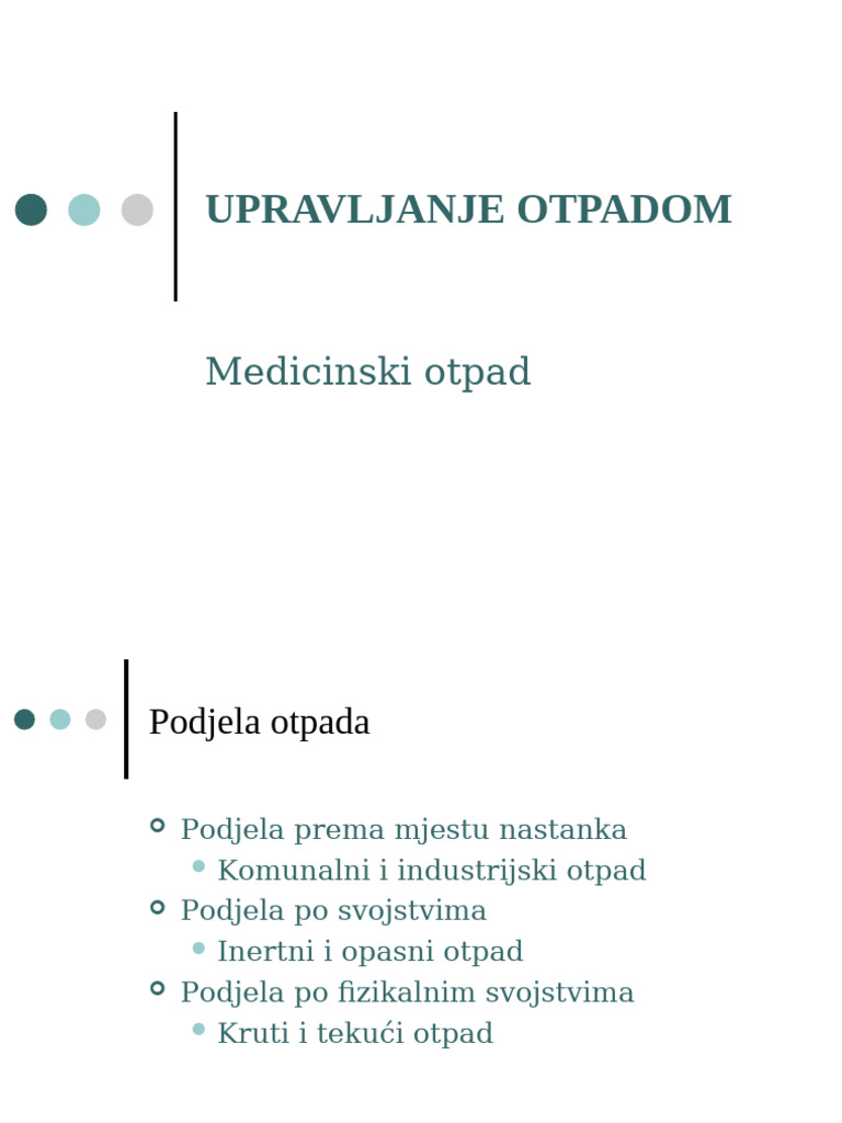 Upravljanje Medicinskim - Otpadom | PDF