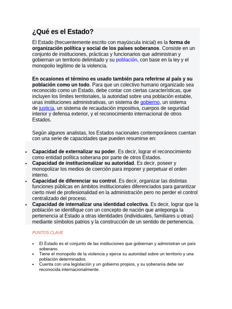 Definición y características del Estado | PDF