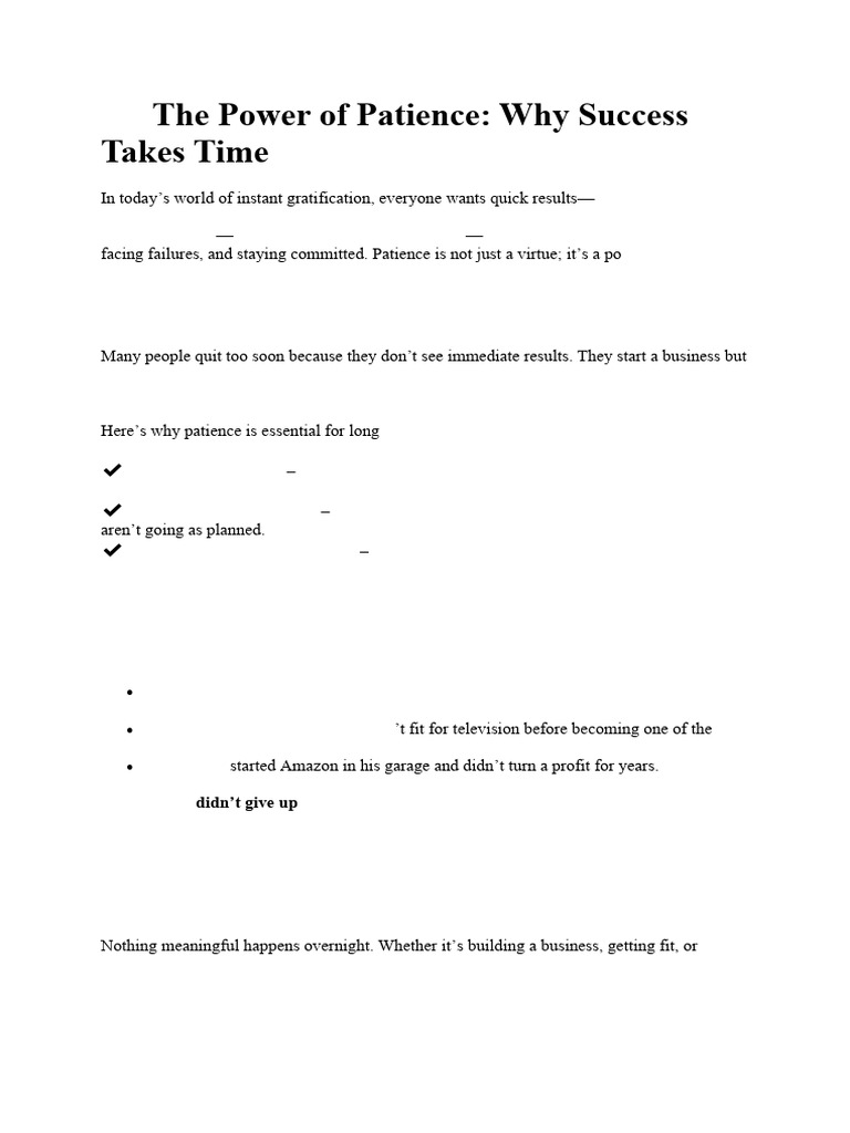 The Power of Patience for Success | PDF | Patience | Psychology