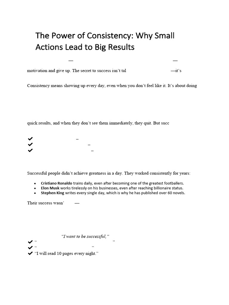 The Power of Consistency | PDF | Motivation | Motivational